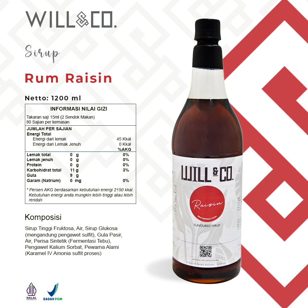 Rum Raisin Sirup Will&Co 1.2L - Will and Co